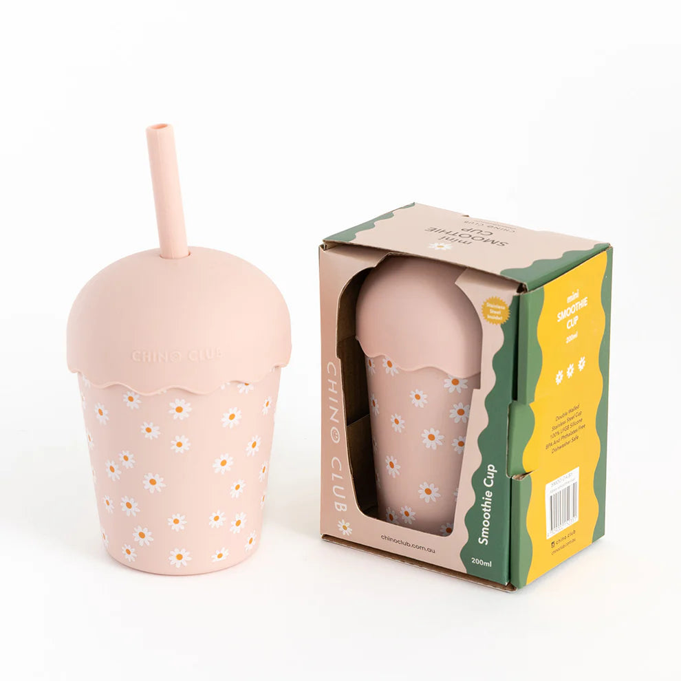 MIni Smoothie Cup & Straw Pink Daisy – Cinnamon Street Kids