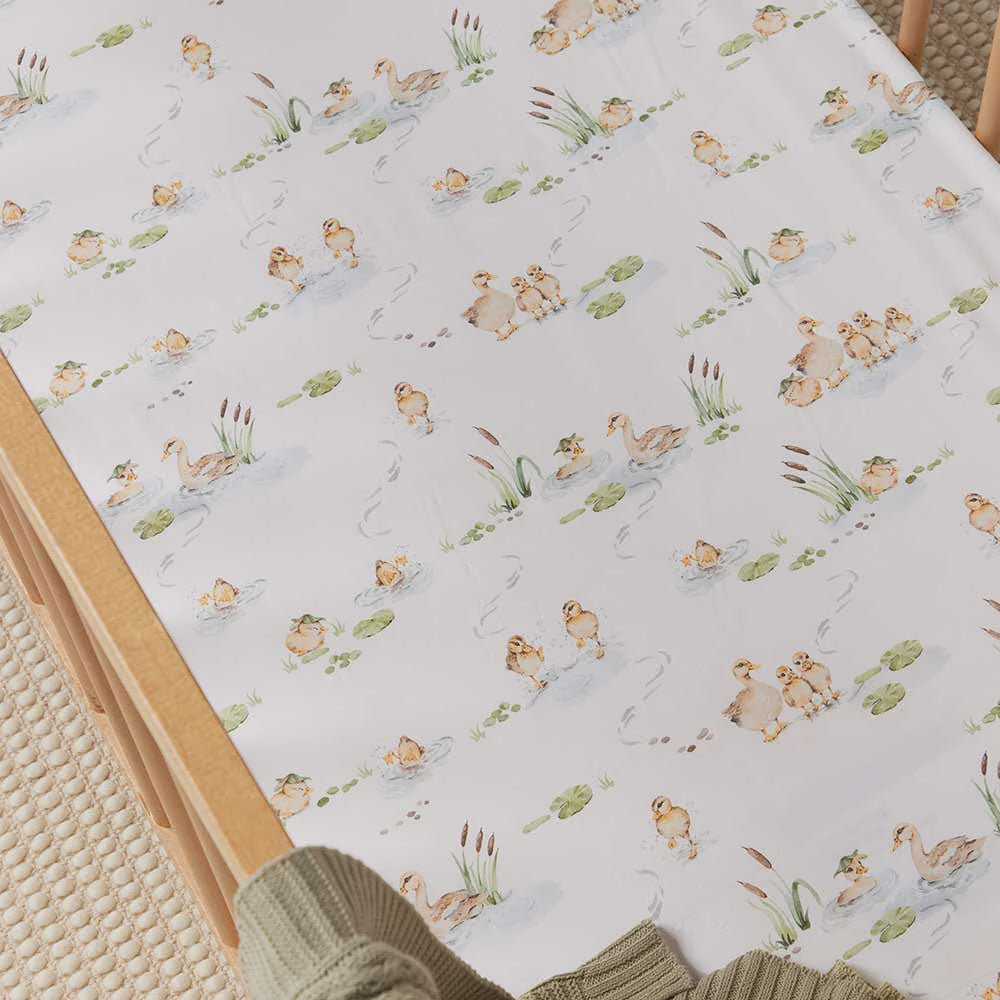 Fitted Cot Sheet Duck Pond – Cinnamon Street Kids