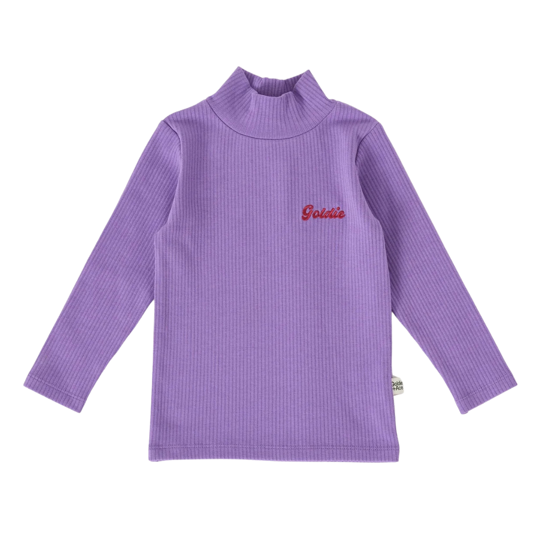 Girls Embroidered Rib Skivvy Grape – Cinnamon Street Kids